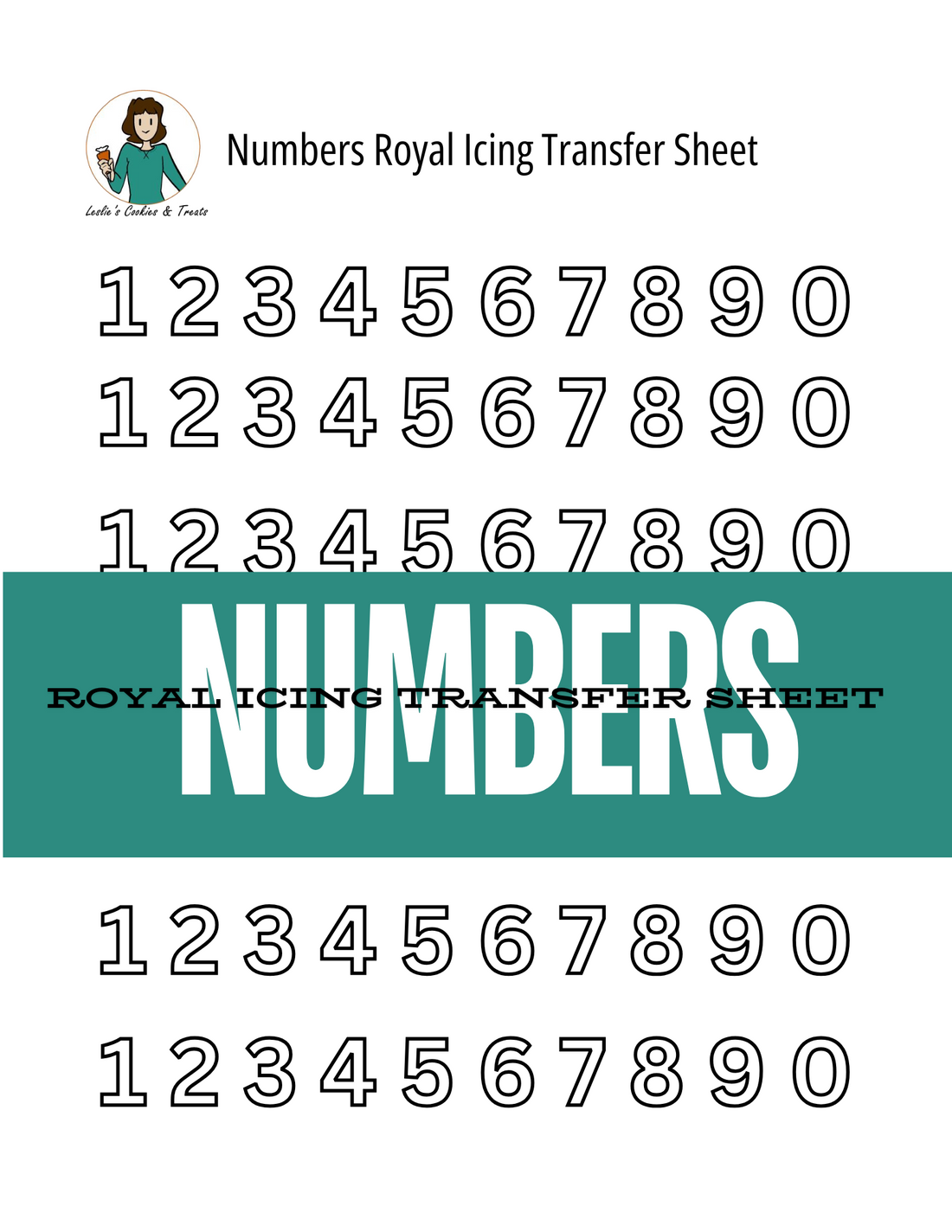 Royal Icing Transfer Sheet - Numbers – Leslie's Cookies & Treats