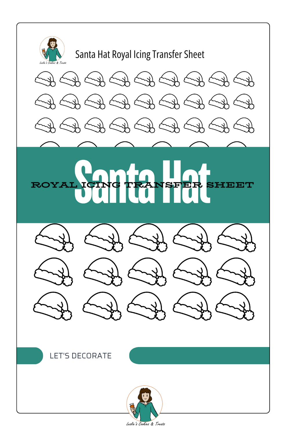 Royal Icing Transfer Sheet - Santa Hats – Leslie's Cookies & Treats